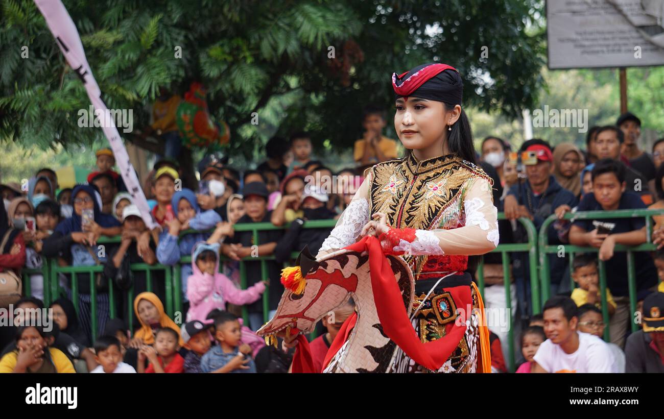 Jathil or jathilan dance. This dance is part of the Reog Ponorogo dance ...