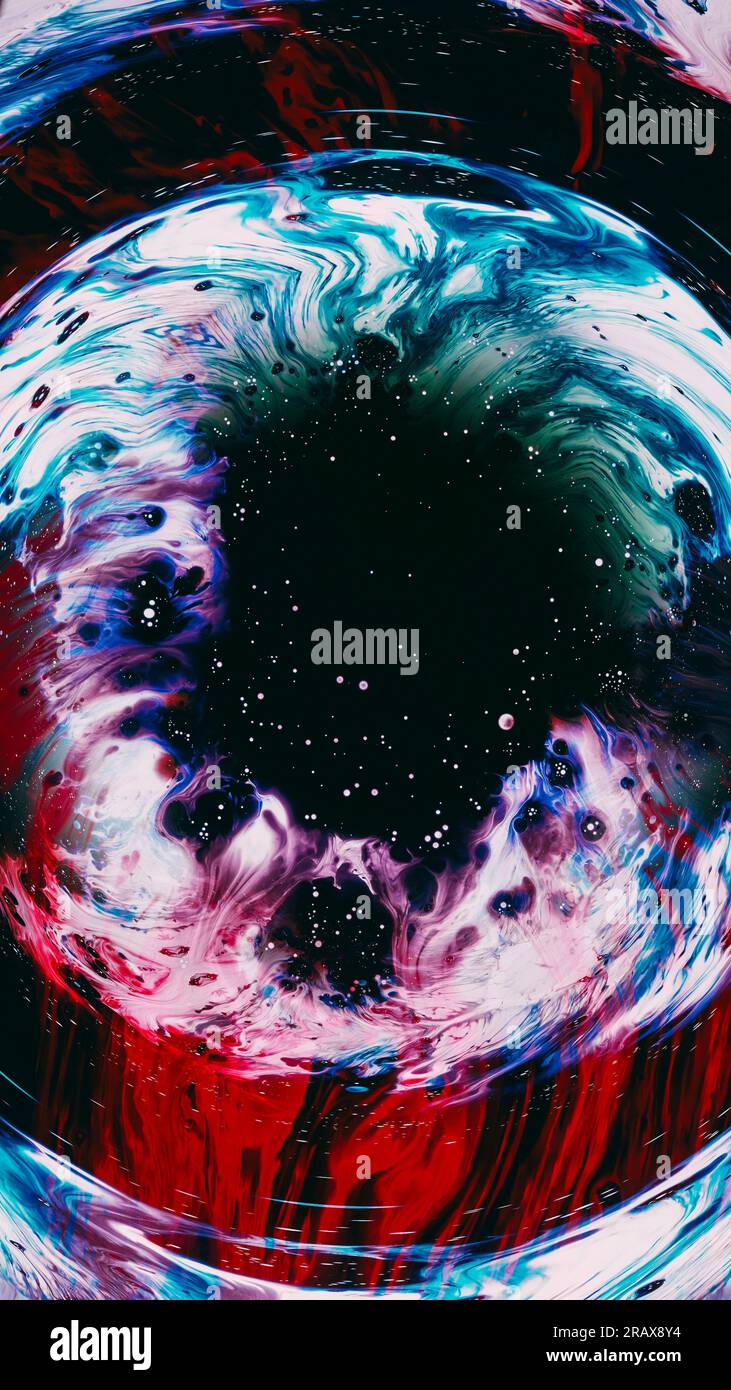 Fluid circle swirl splash blue red liquid splatter Stock Photo - Alamy