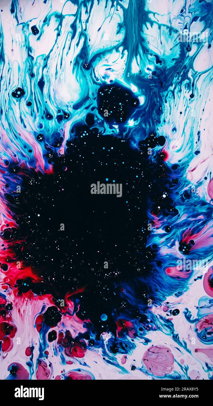 Oil splatter colorful stains red blue black fluid Stock Photo - Alamy