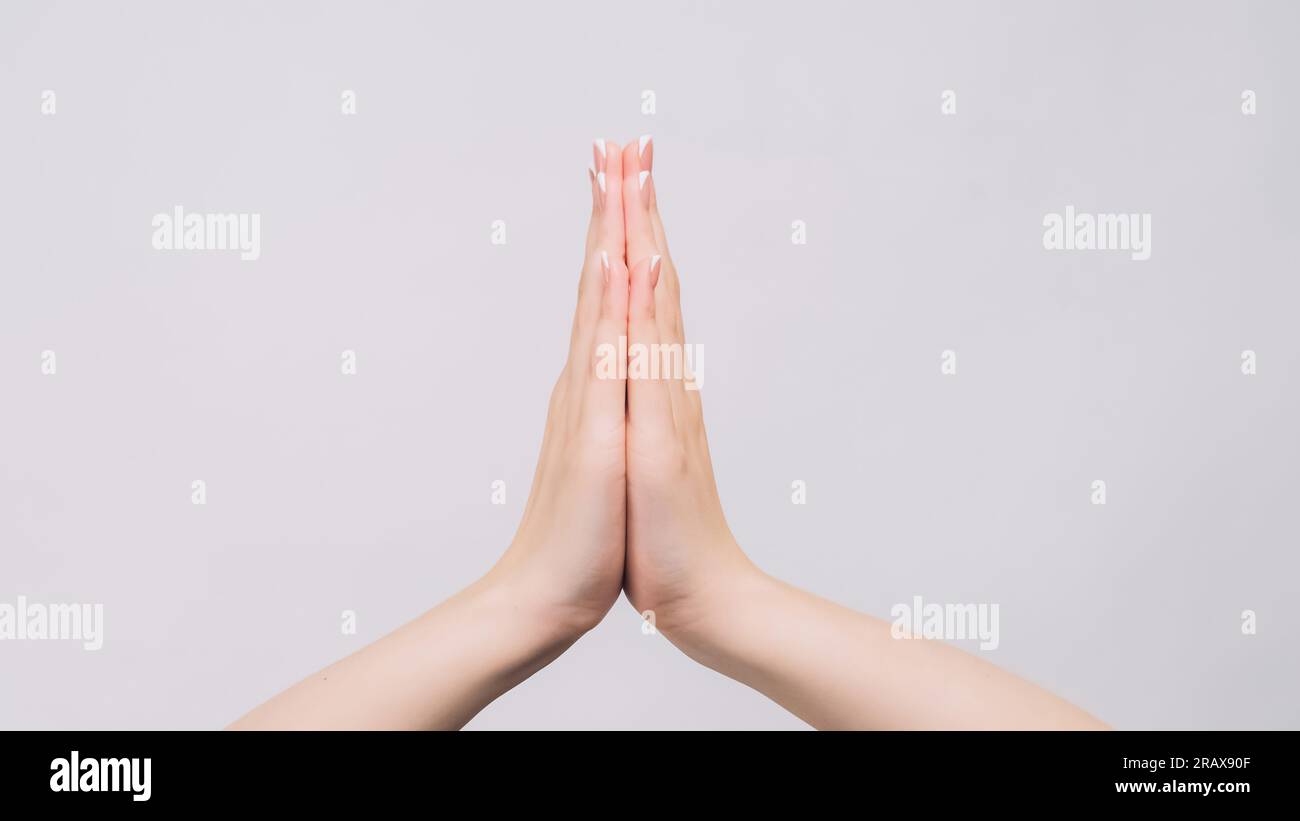 Praying gesture faith hope woman hands begging Stock Photo - Alamy