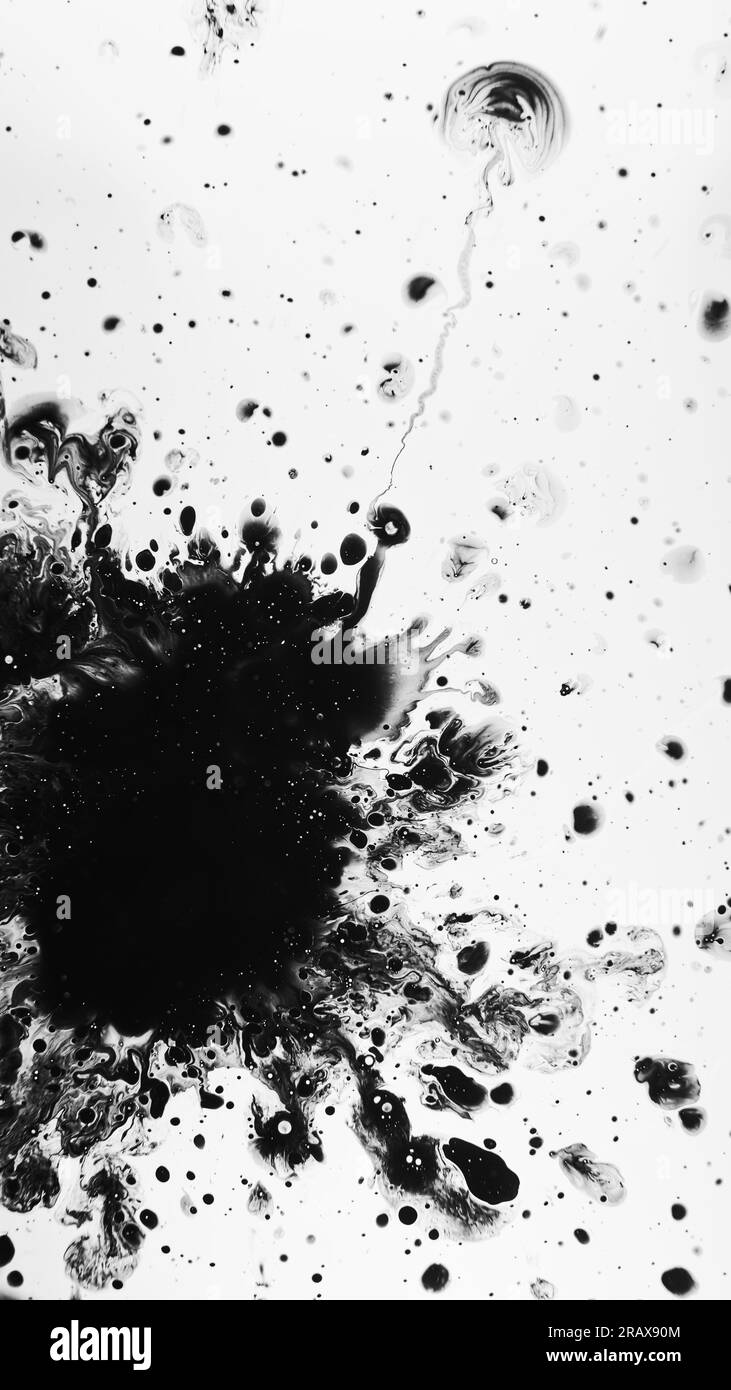 Ink splash oil stains black white illustration Stock Photo - Alamy