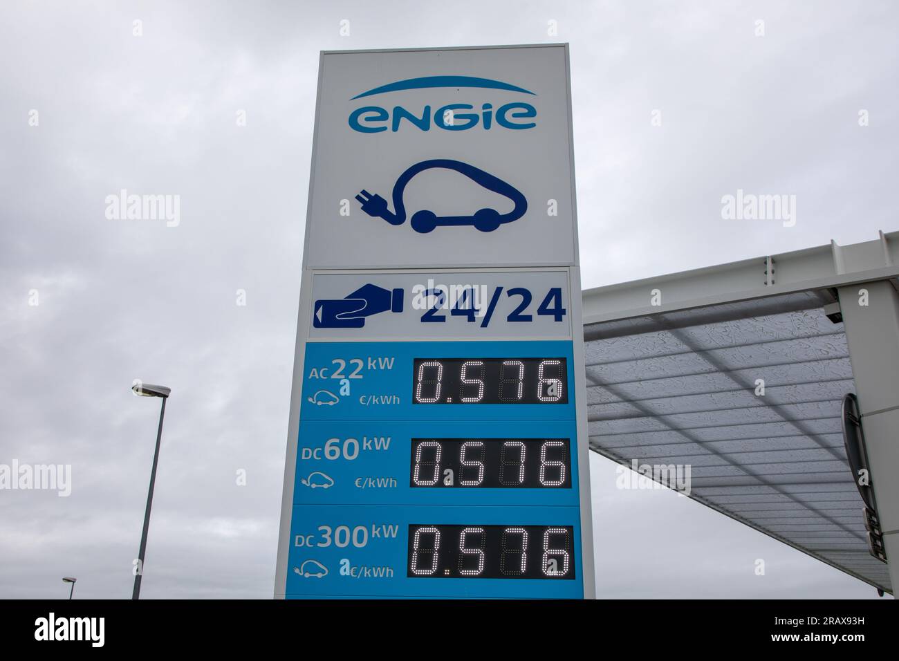 Bordeaux , France - 07 01 2023 : engie electric car charging point ev ...