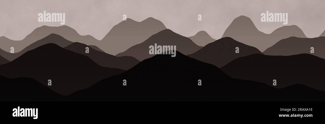 artistic red hills in the dark time digitally drawn texture or ...