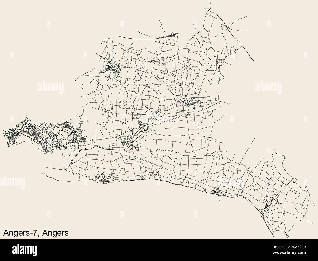 Street roads map of the ANGERS-7 CANTON, ANGERS Stock Vector Image ...