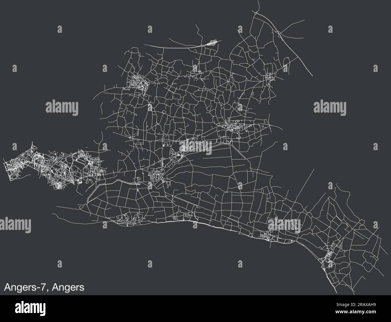 Street roads map of the ANGERS-7 CANTON, ANGERS Stock Vector Image ...