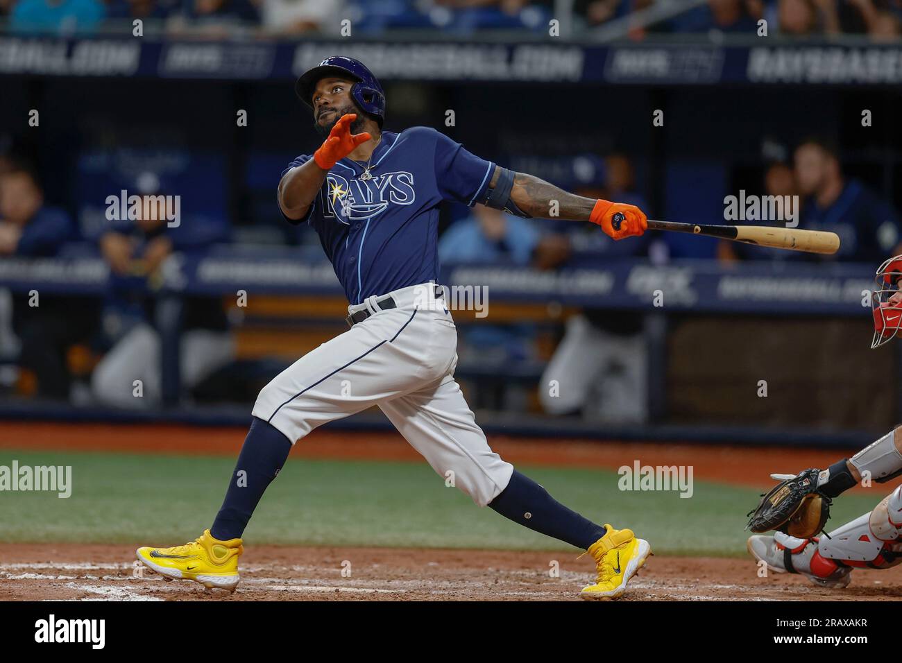 St. Petersburg, FL USA; Tampa Bay Rays left fielder Randy Arozarena (56 ...