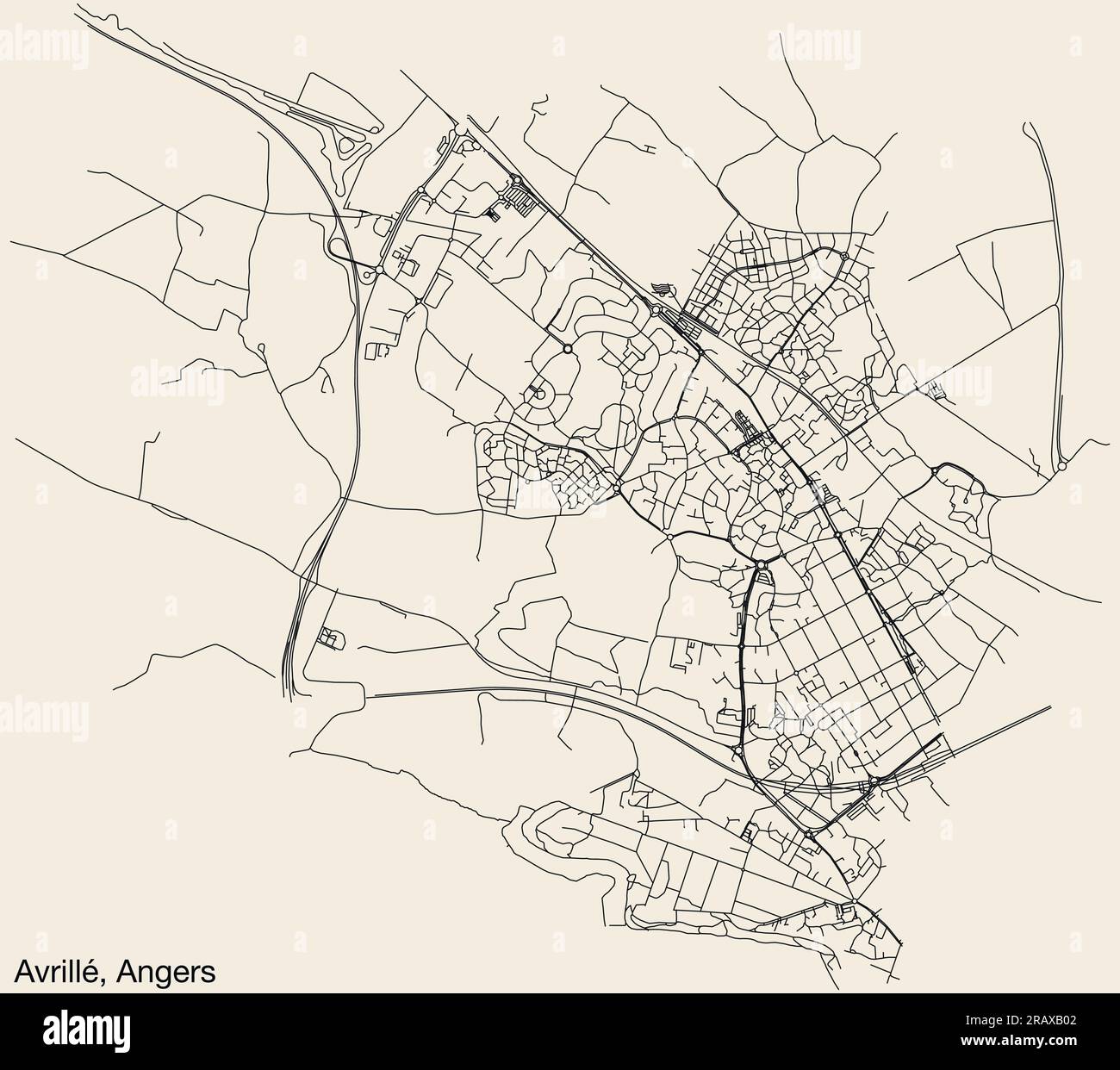 Street roads map of the AVRILLÉ COMMUNE, ANGERS Stock Vector Image ...