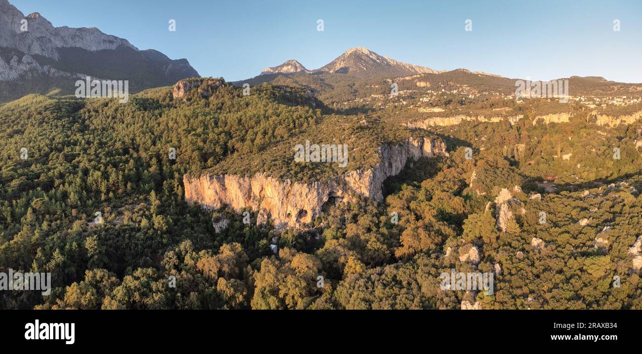 Aerial view of scenic rocks and cliffs in Geyikbayiri, Turkey - famous ...