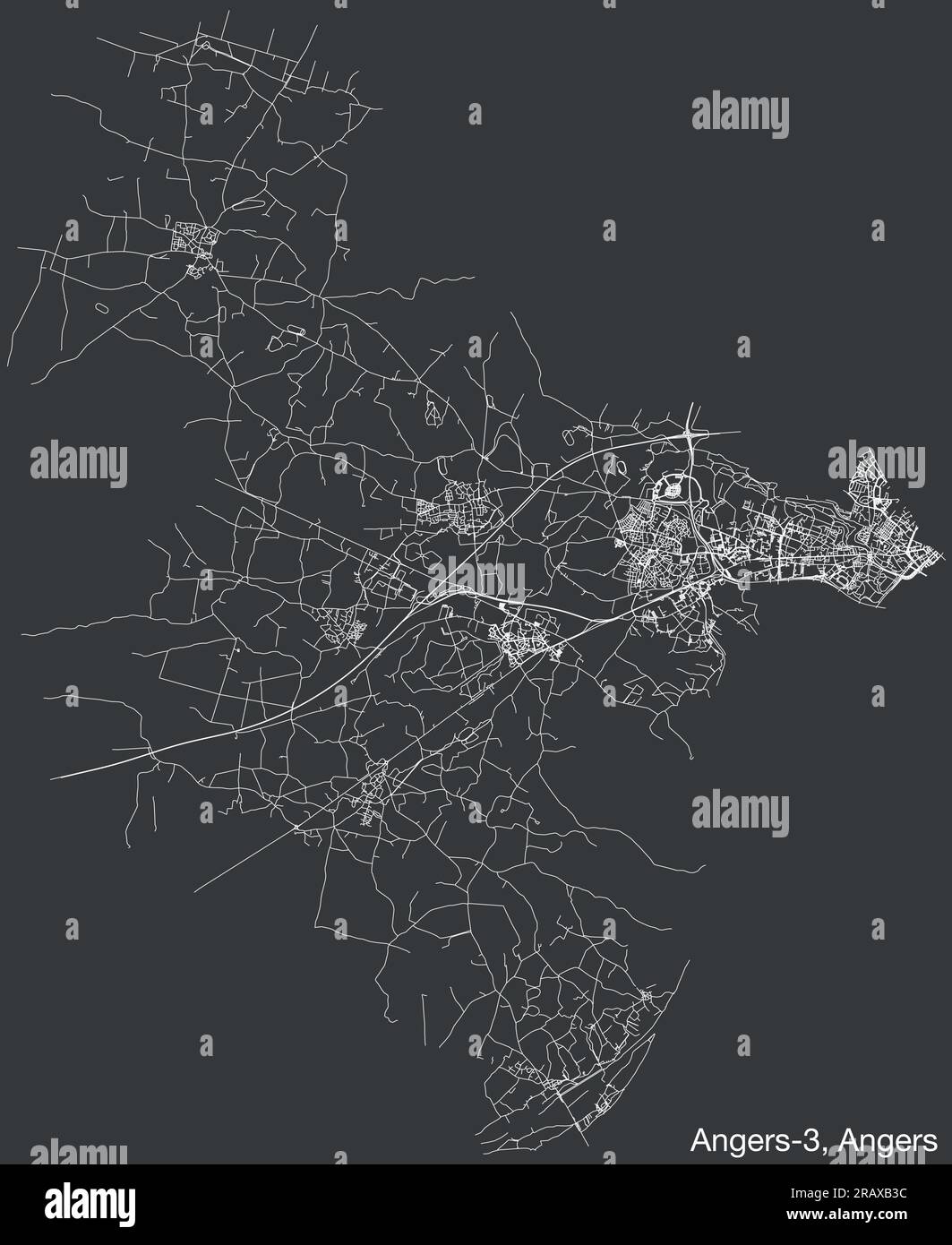 Street roads map of the ANGERS-3 CANTON, ANGERS Stock Vector Image ...