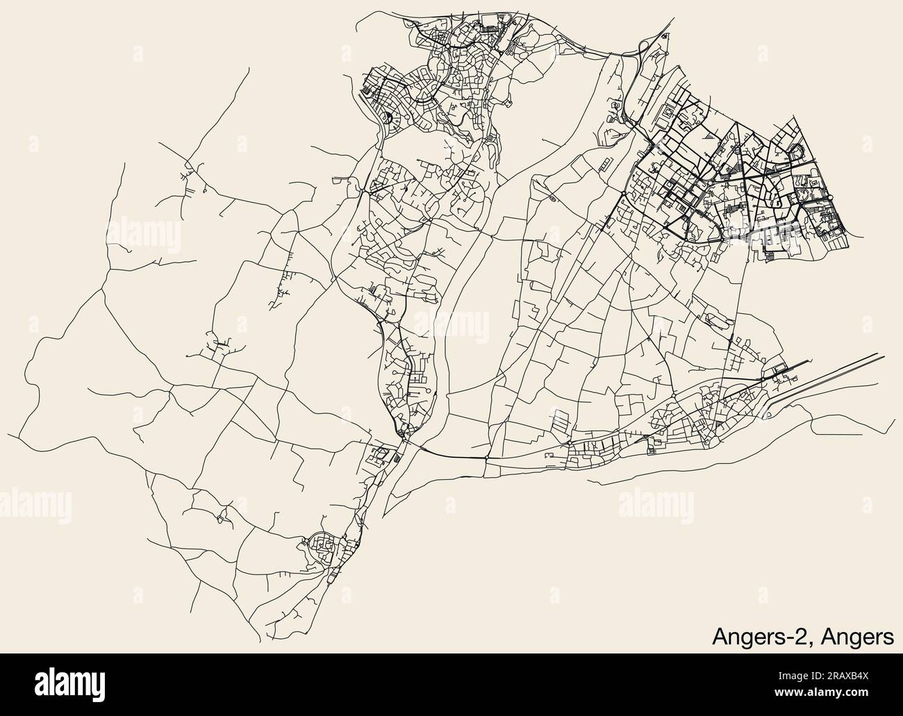 Street roads map of the ANGERS-2 CANTON, ANGERS Stock Vector Image ...