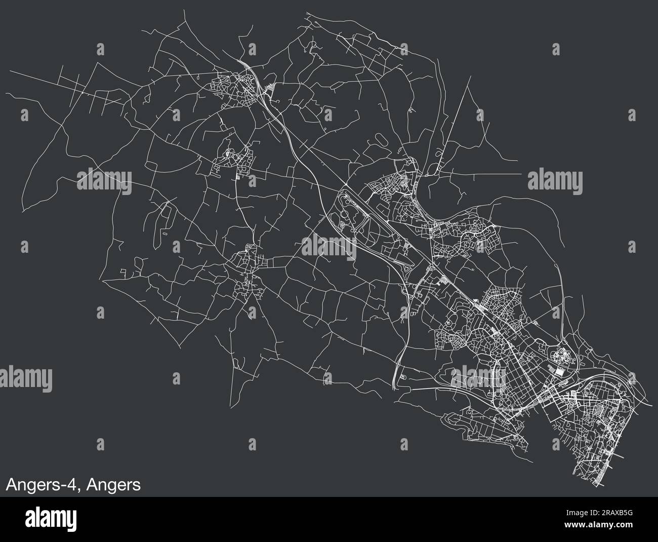 Street roads map of the ANGERS-4 CANTON, ANGERS Stock Vector Image ...
