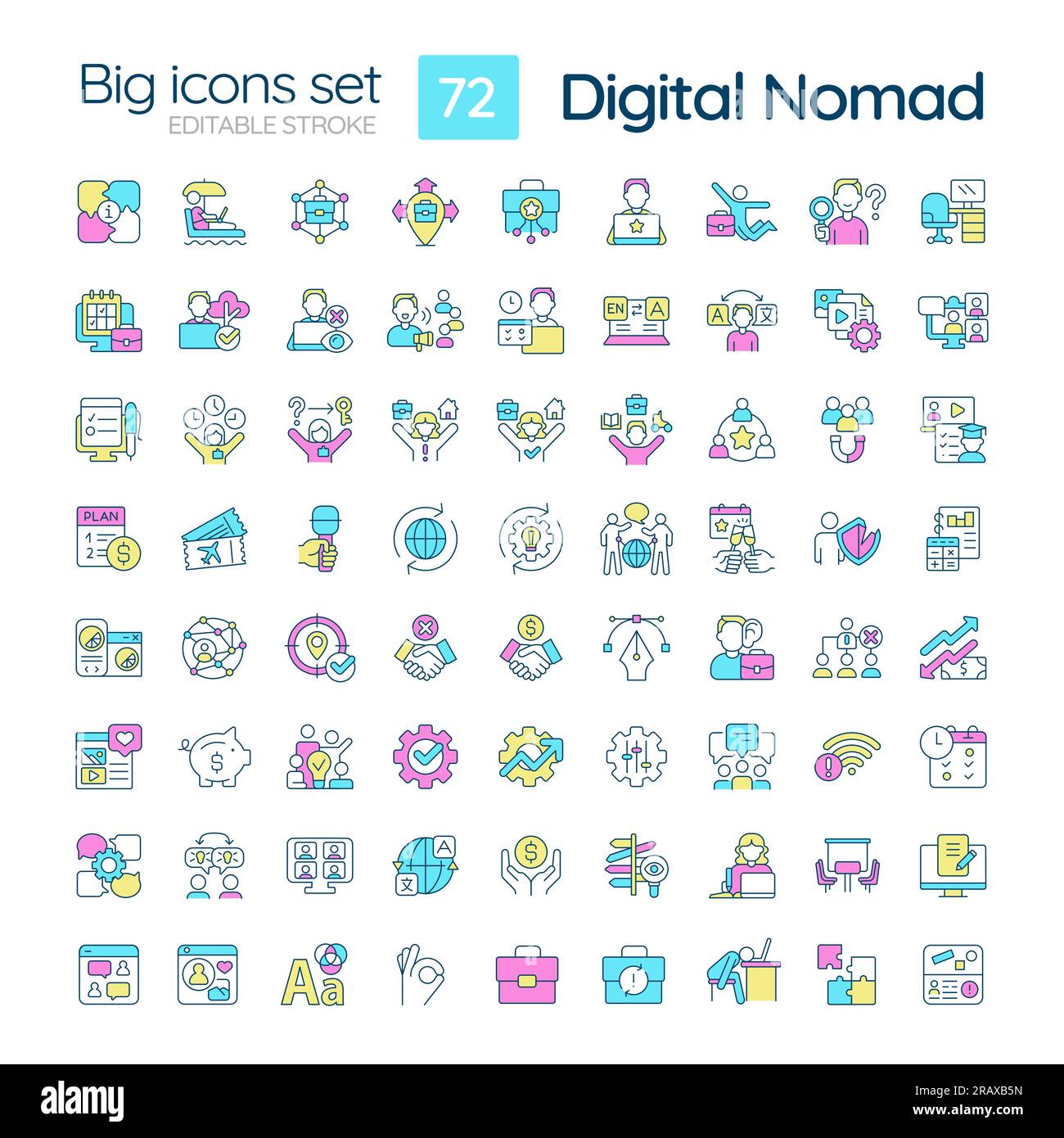 Digital nomad RGB color big icons set Stock Vector Image & Art - Alamy