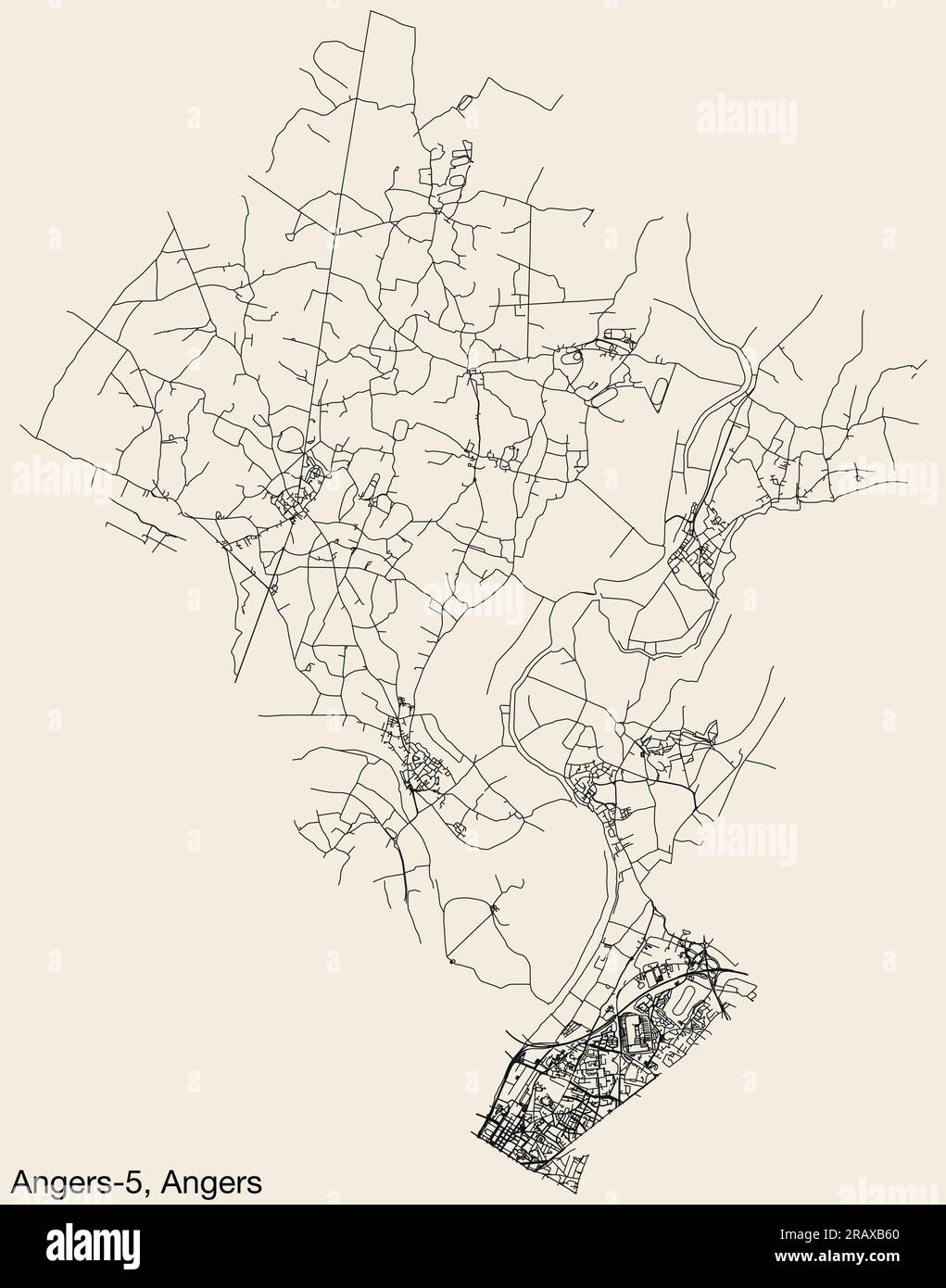 Street roads map of the ANGERS-5 CANTON, ANGERS Stock Vector Image ...