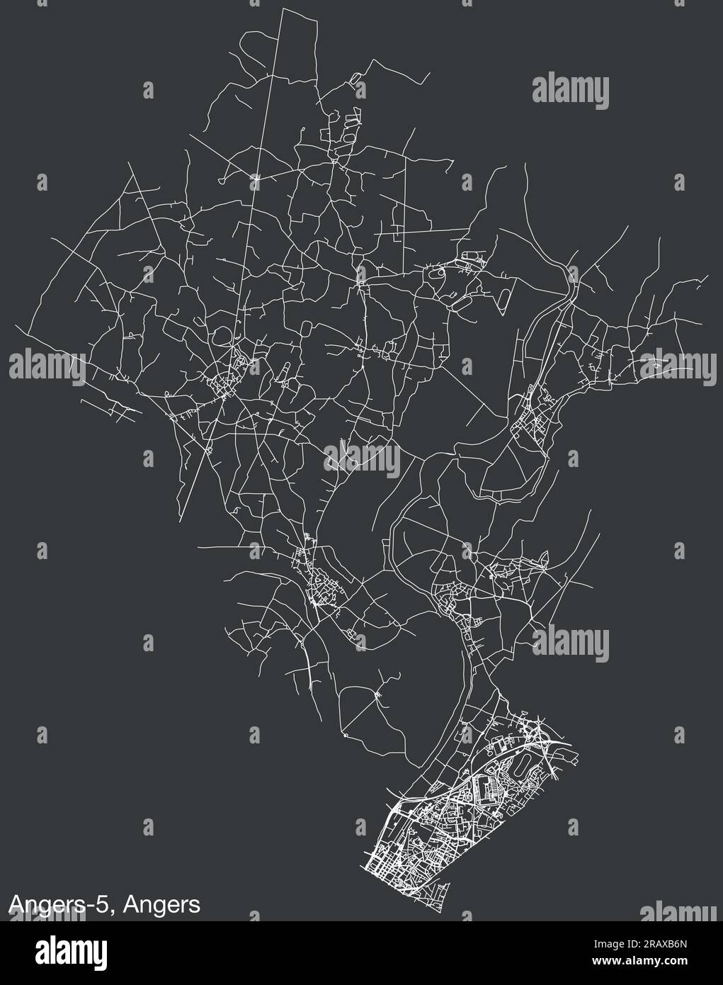 Street roads map of the ANGERS-5 CANTON, ANGERS Stock Vector Image ...