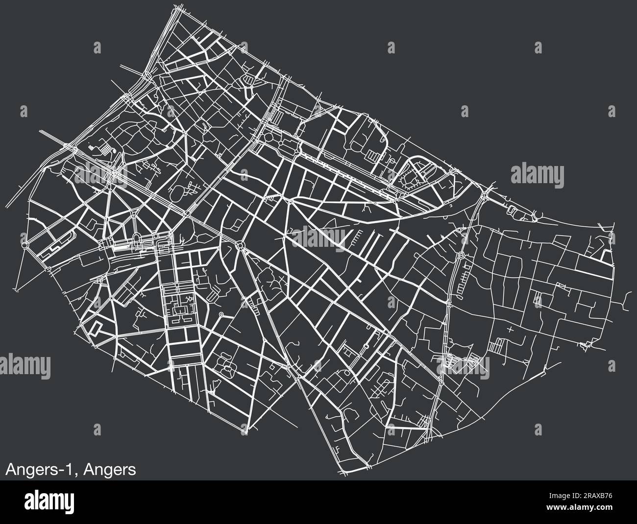 Street roads map of the ANGERS-1 CANTON, ANGERS Stock Vector Image ...