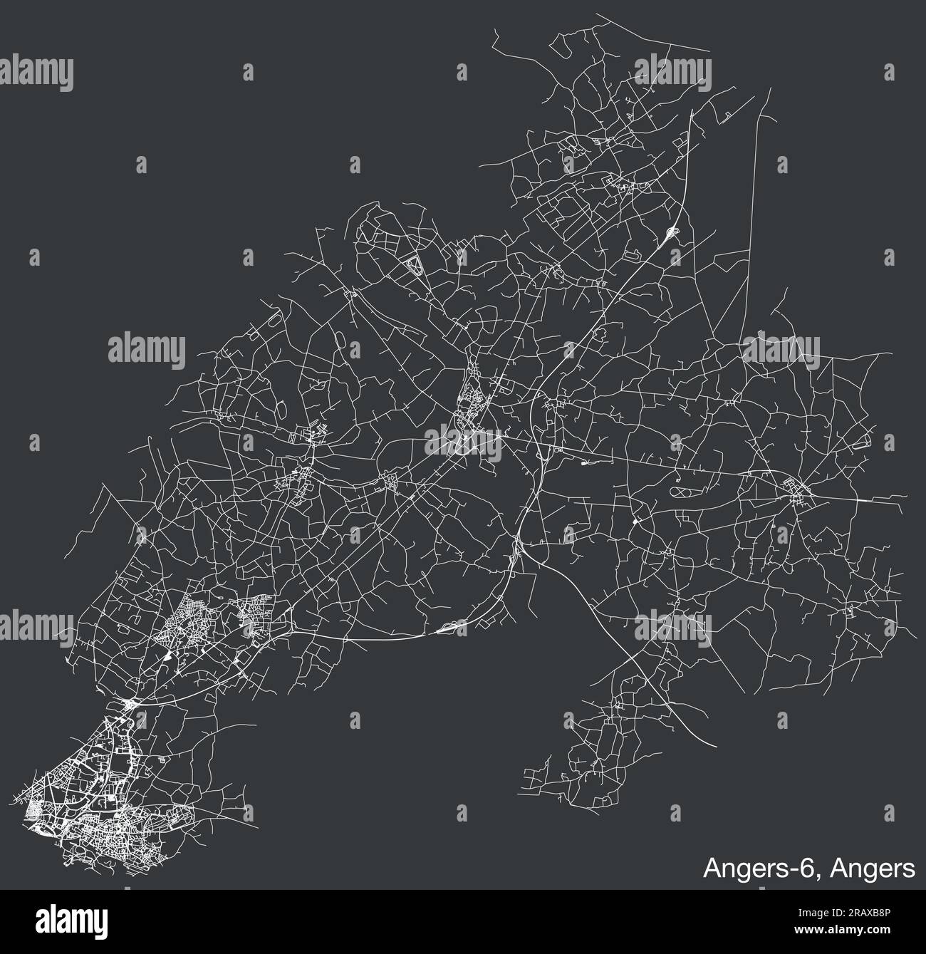 Street roads map of the ANGERS-6 CANTON, ANGERS Stock Vector Image ...