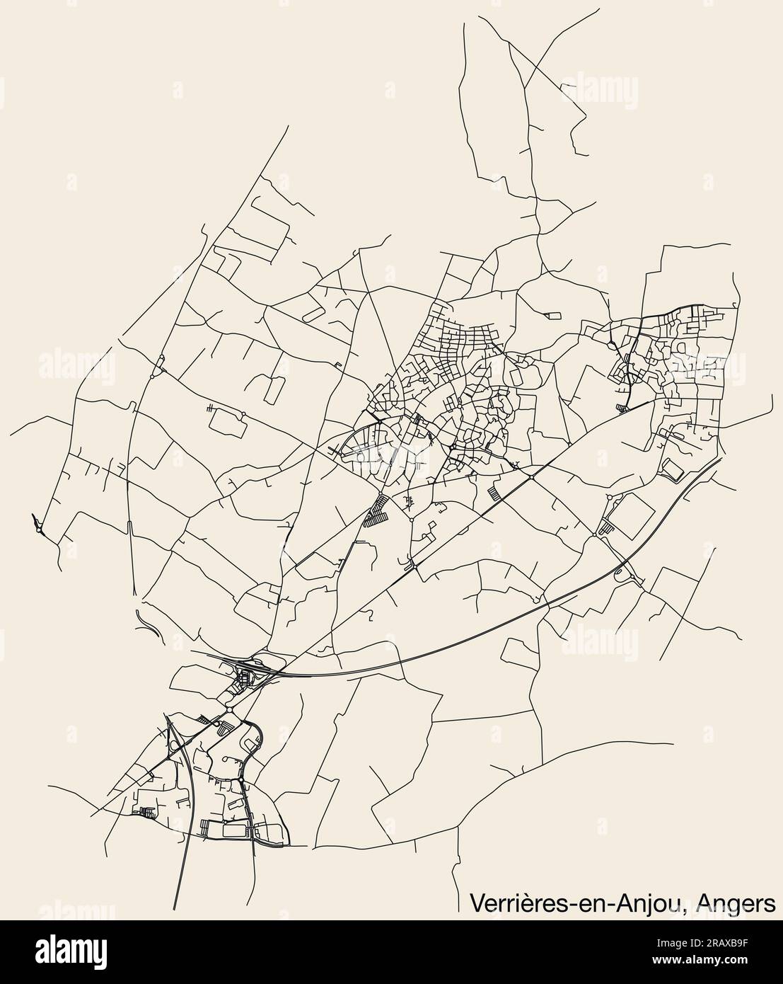 Street roads map of the VERRIÈRES-EN-ANJOU COMMUNE, ANGERS Stock Vector ...