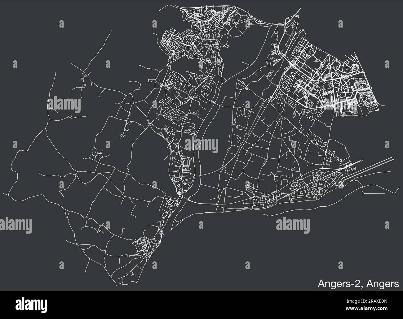 Street roads map of the ANGERS-2 CANTON, ANGERS Stock Vector Image ...