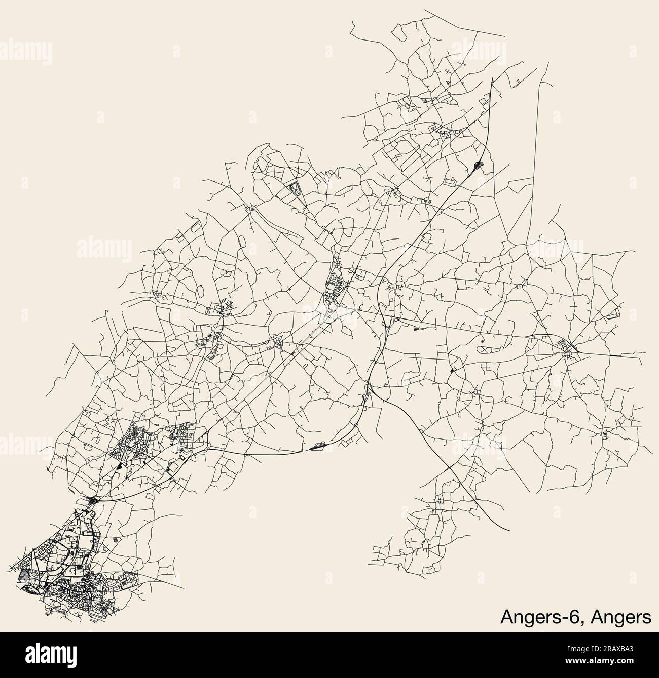 Street roads map of the ANGERS-6 CANTON, ANGERS Stock Vector Image ...