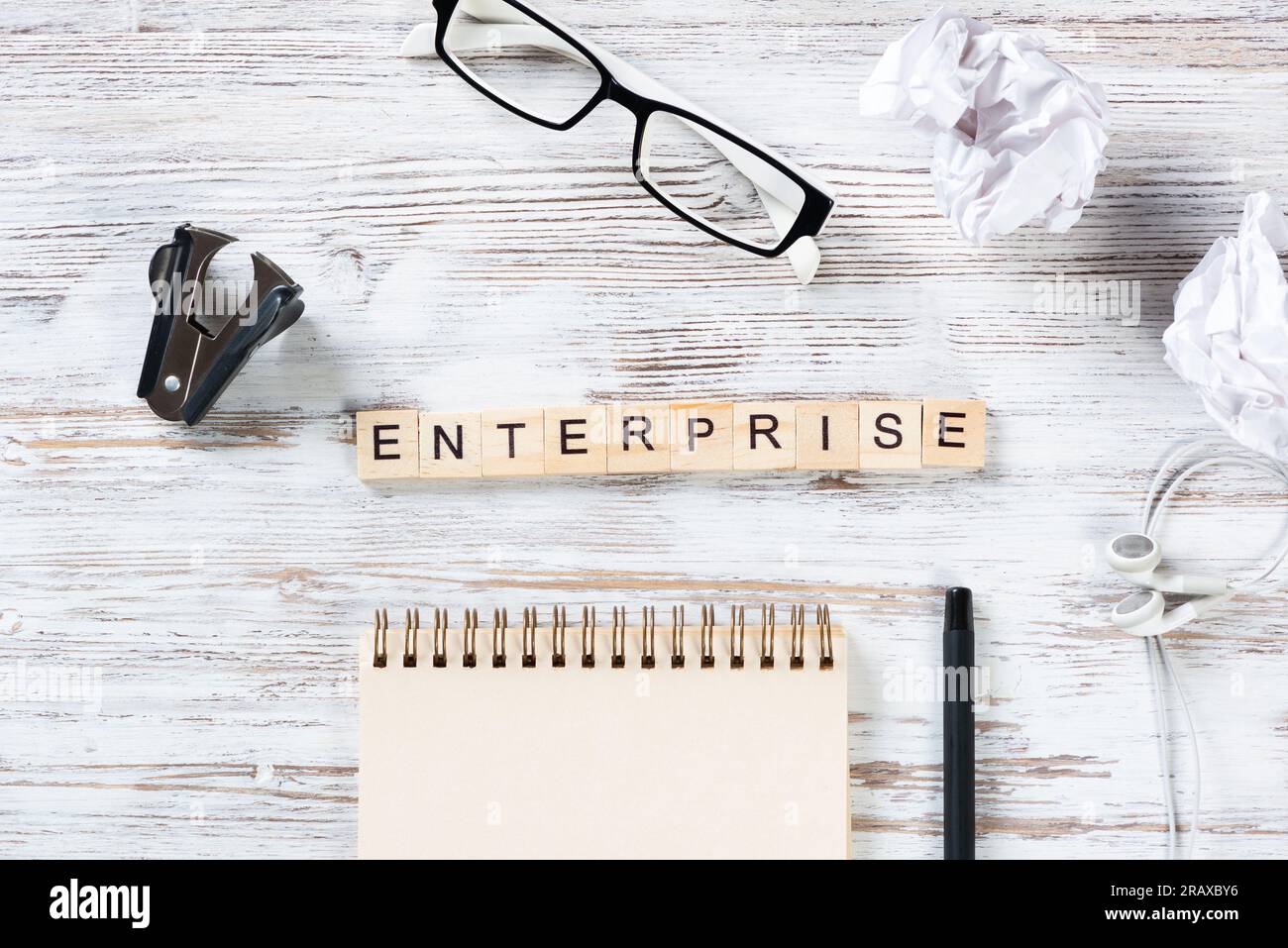 Enterprise concept with letters on cubes Stock Photo - Alamy