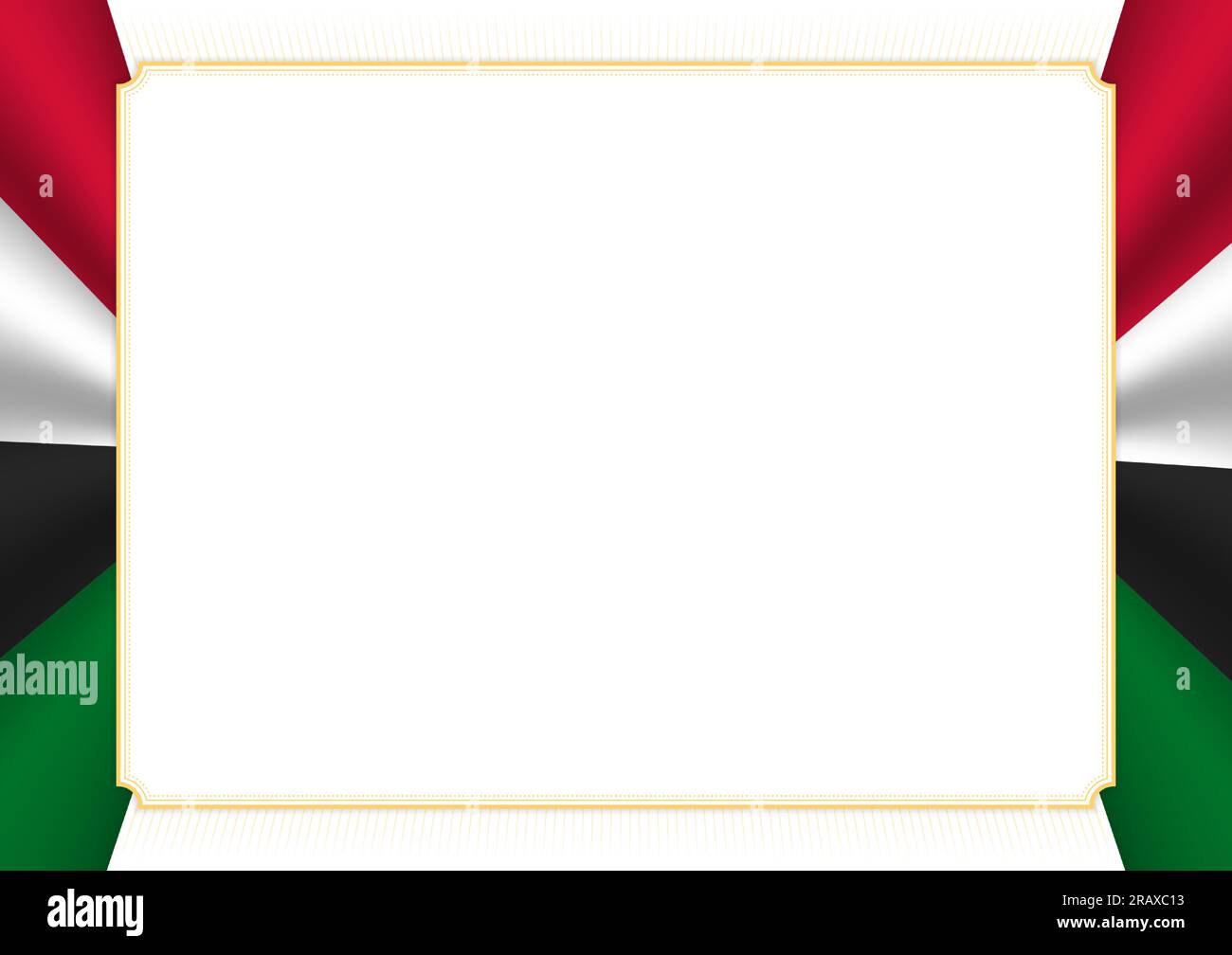 Horizontal frame and border with colors of Sudan flag, template ...