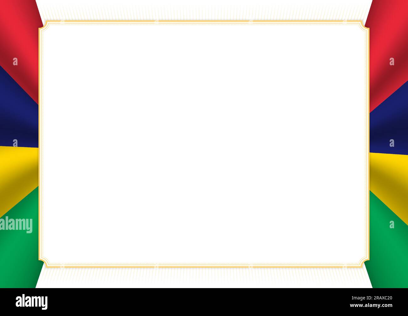 Horizontal frame and border with colors of Mauritius flag, template ...