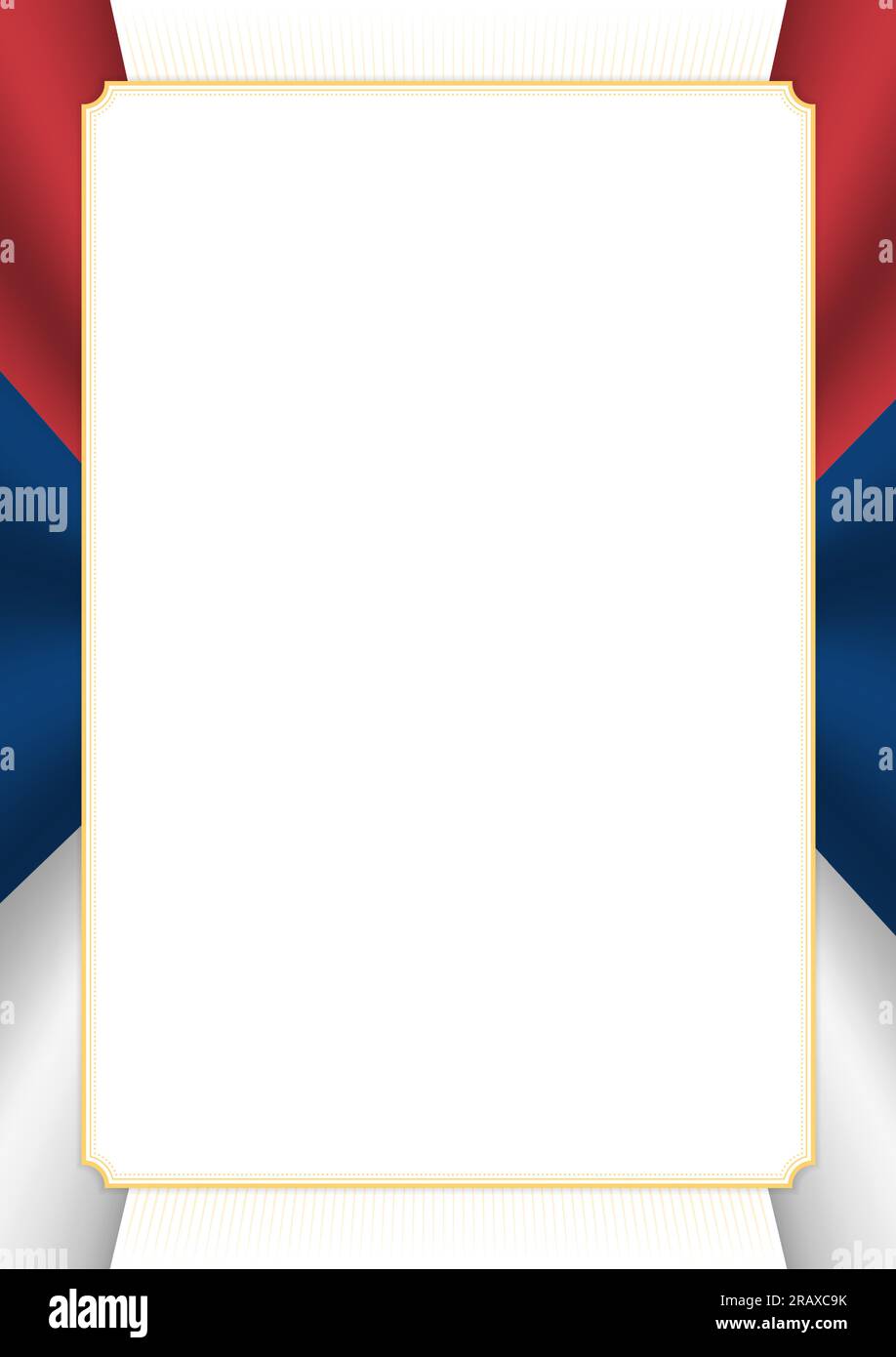 Vertical frame and border with colors of Serbia flag, template elements ...