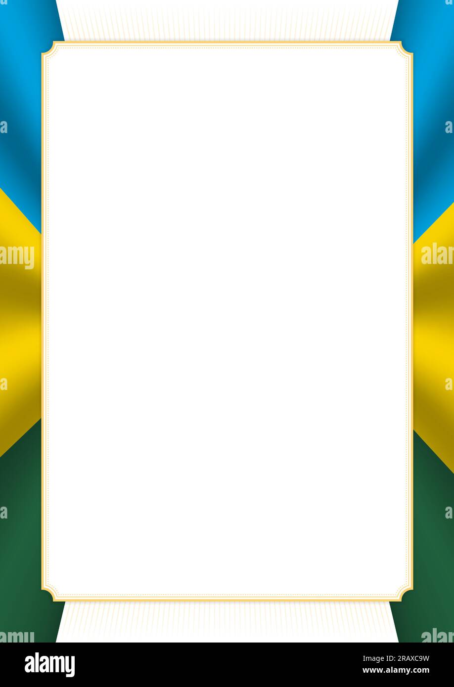 Vertical frame and border with colors of Rwanda flag, template elements ...