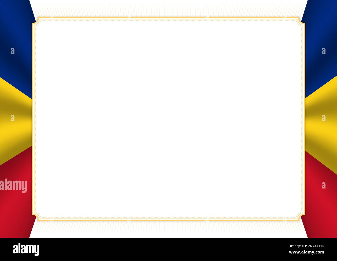 Horizontal frame and border with colors of Romania flag, template ...