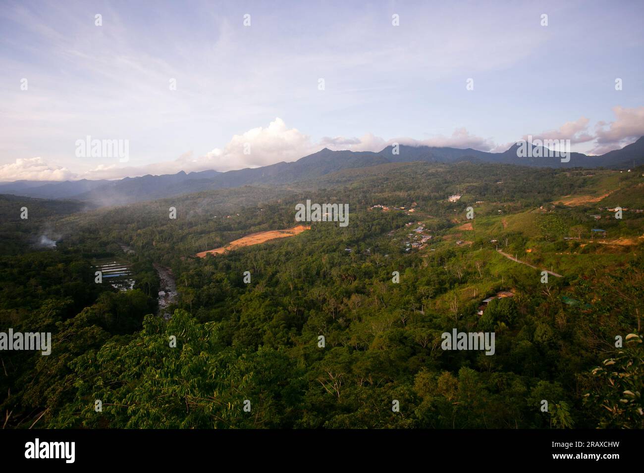 Panoramic view of the Peruvian jungle from a viewpoint in the city of ...