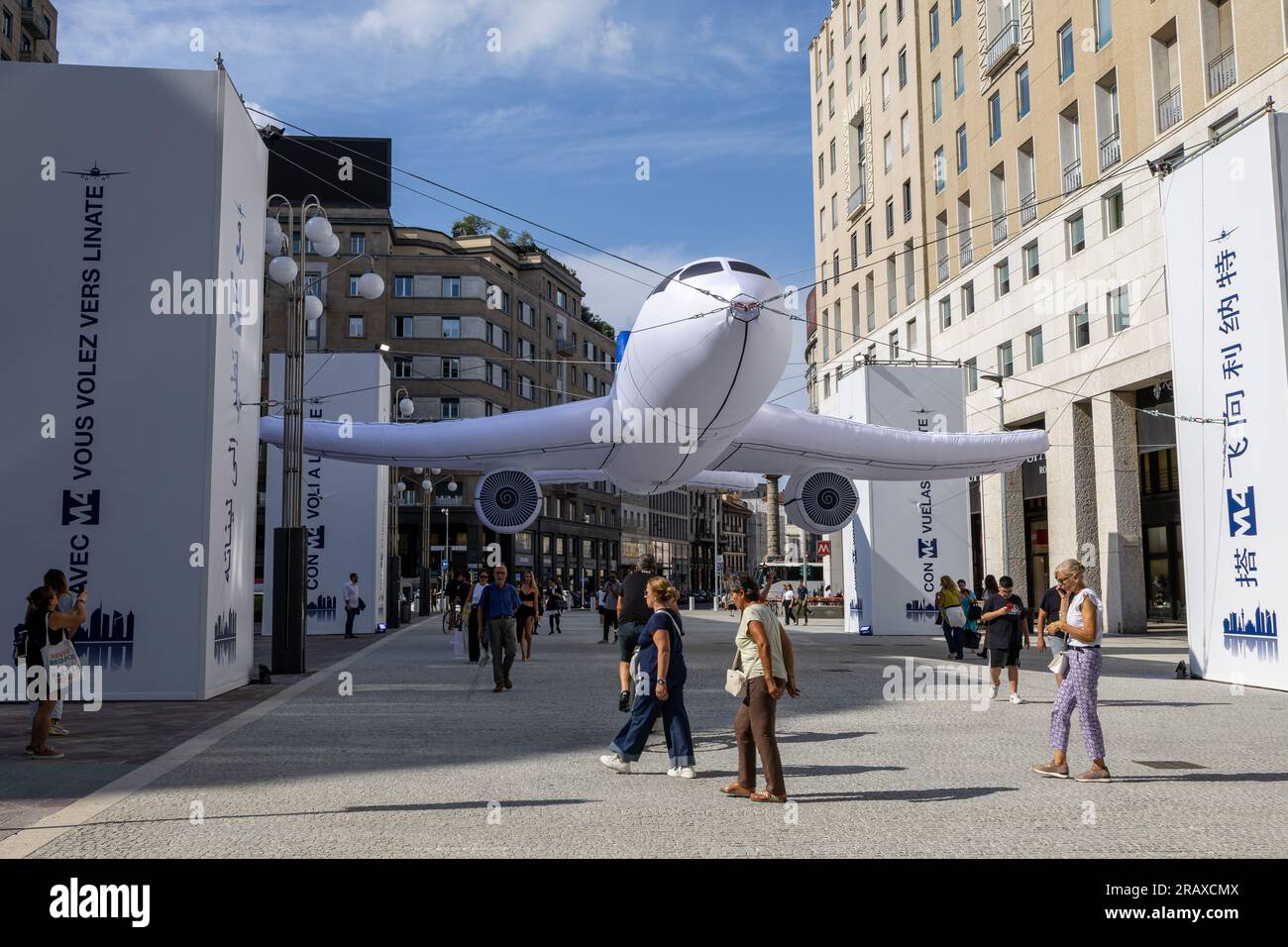 Milan, Italy - july 5 2023 - San Babila square - new metro' line number ...