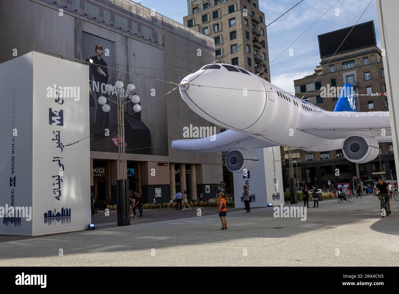 Milan, Italy - july 5 2023 - San Babila square - new metro' line number ...