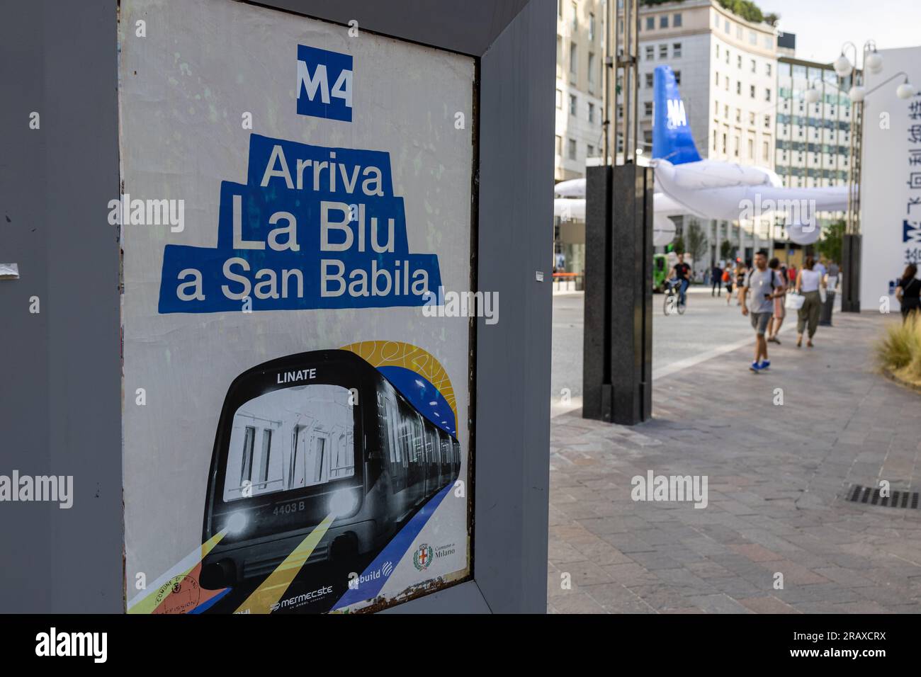 Milan, Italy - july 5 2023 - San Babila square - new metro' line number ...