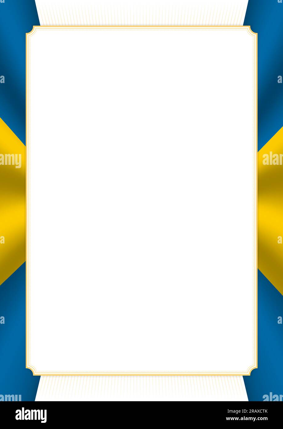 Vertical frame and border with colors of Sweden flag, template elements ...
