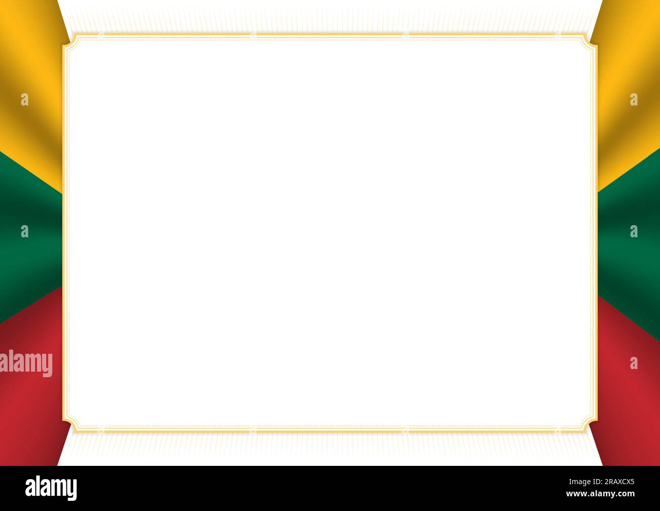 Horizontal frame and border with colors of Lithuania flag, template ...