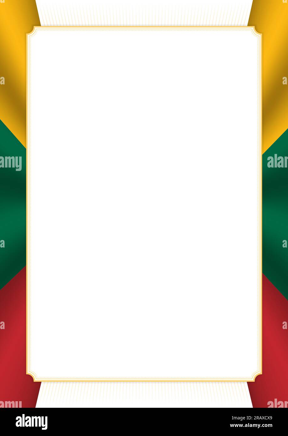 Vertical frame and border with colors of Lithuania flag, template ...