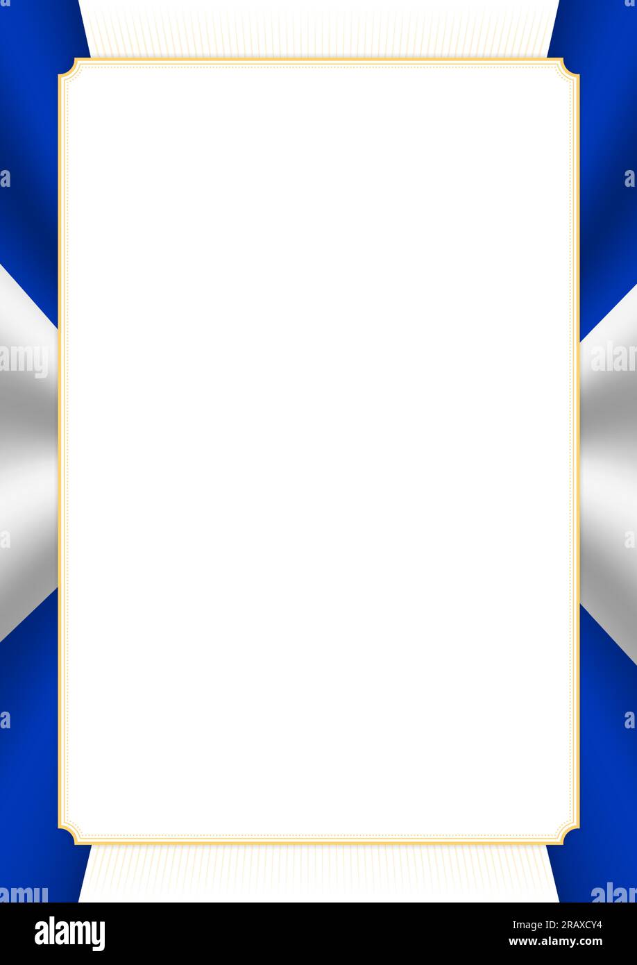 Vertical frame and border with colors of Israel flag, template elements ...