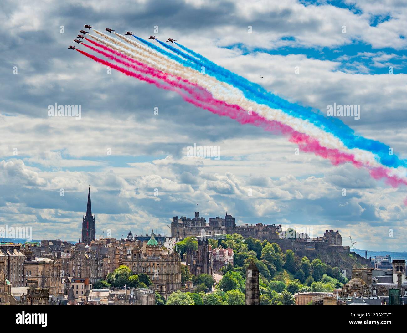 The RAF Red Arrows flypast Edinburgh on 5 July after King Charles III ...