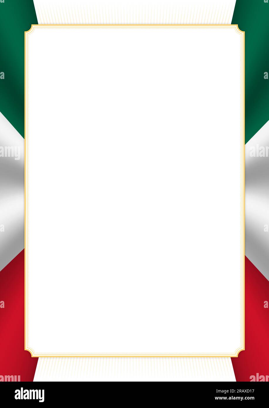 Vertical frame and border with colors of Mexico flag, template elements ...