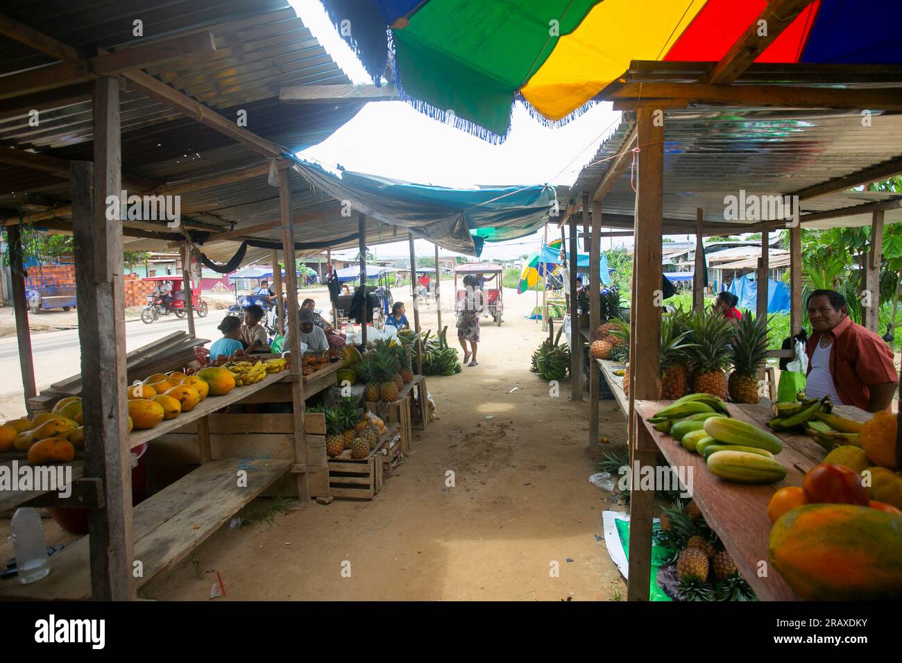 Yurimaguas, Peru; 1st October 2022: Vendor stalls in the central food ...