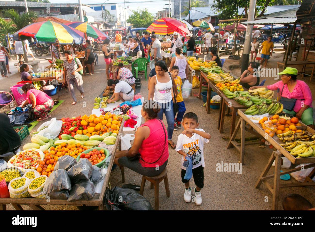 Yurimaguas, Peru; 1st October 2022: Vendor stalls in the central food ...