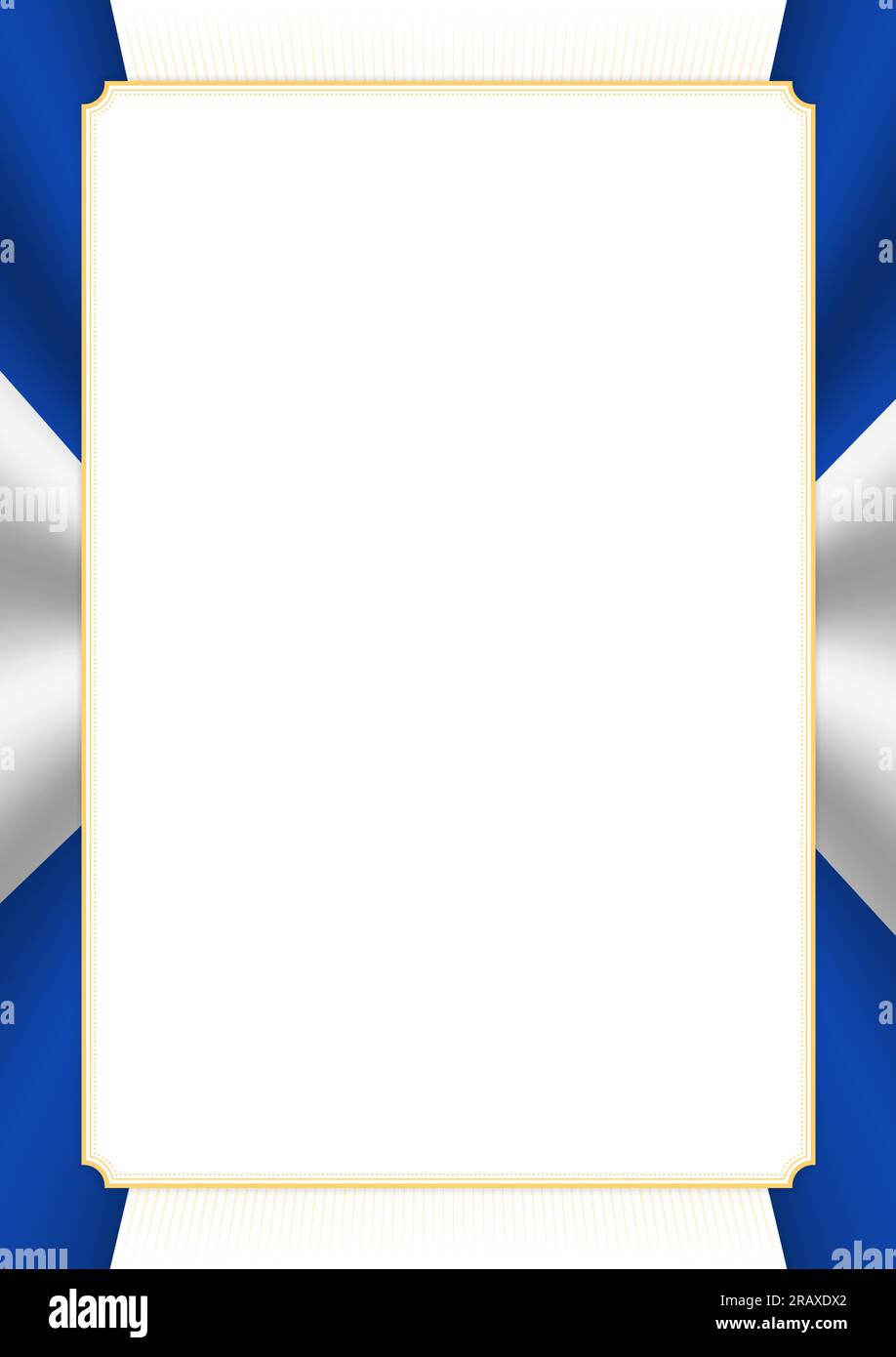 Vertical frame and border with colors of El Salvador flag, template ...