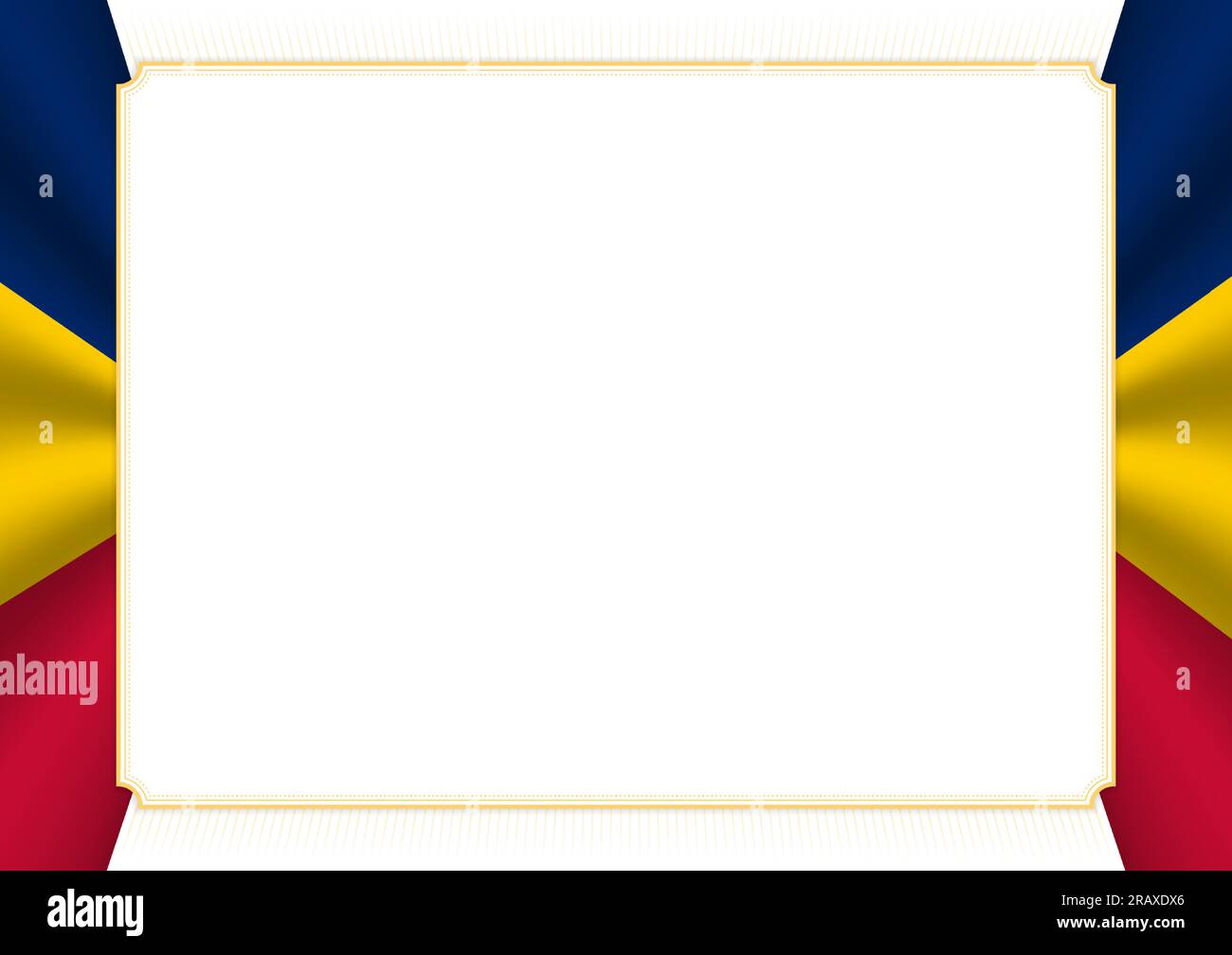 Horizontal frame and border with colors of Chad flag, template elements ...