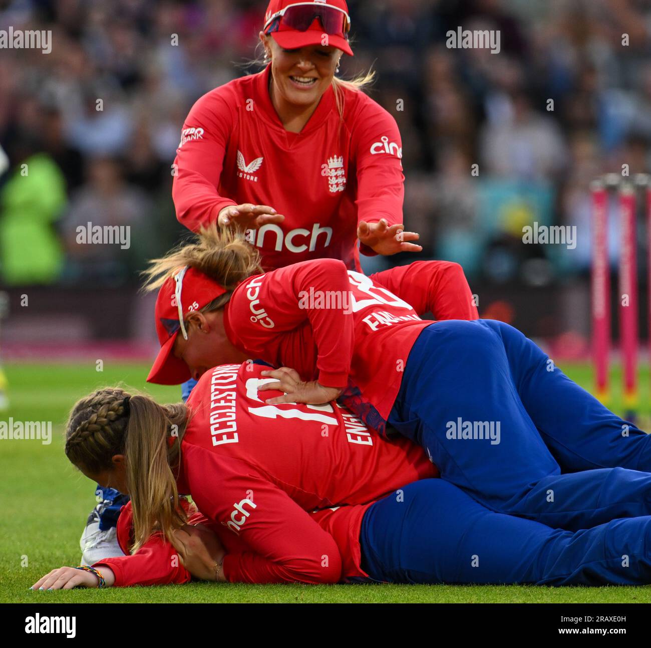 Oval, England. 3 July, 2023. Heather Knight captain (top) of England ...