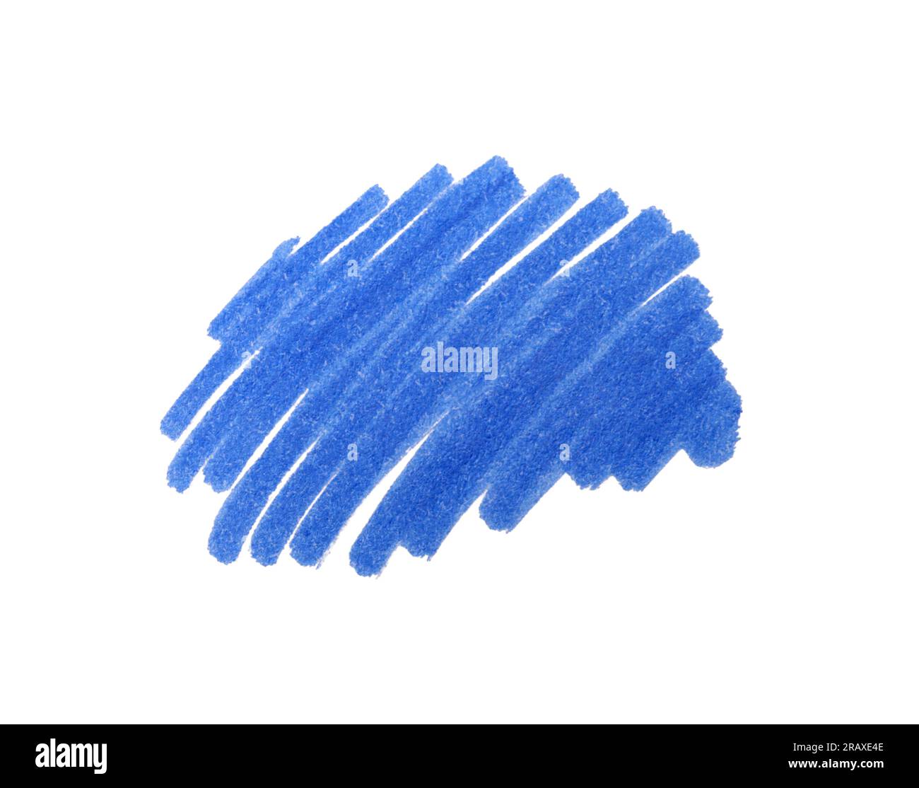 Stroke drawn with blue marker isolated on white, top view Stock Photo ...