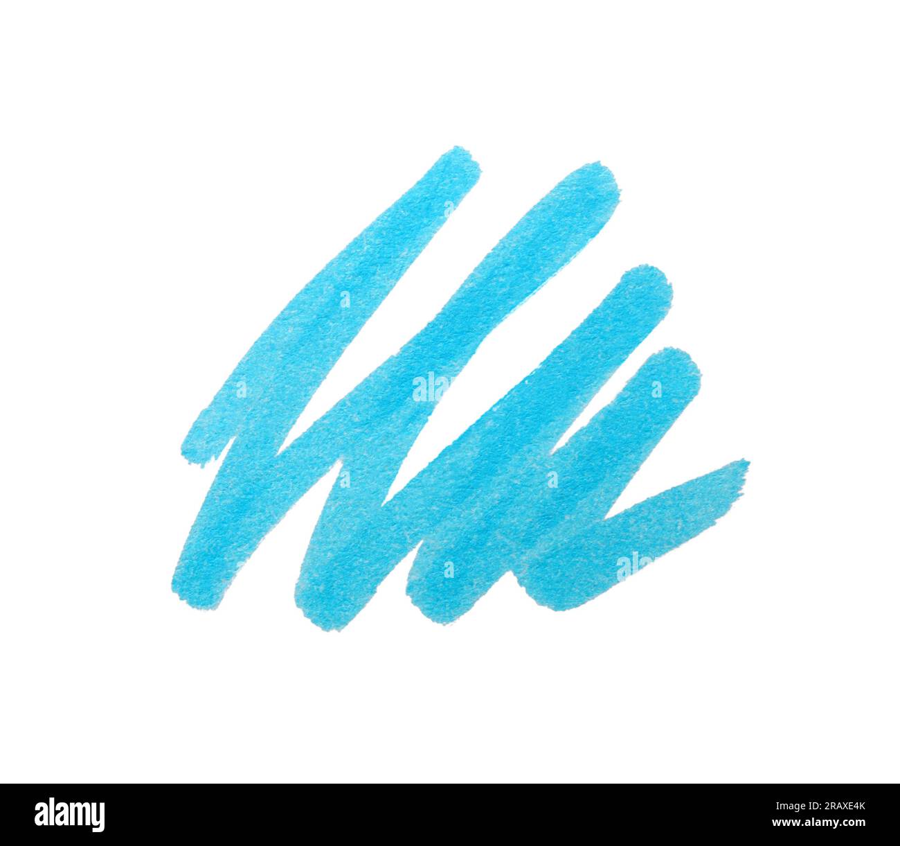 Stroke drawn with light blue marker isolated on white, top view Stock ...