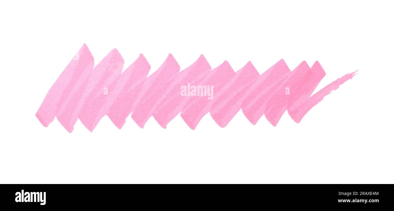 Stroke drawn with pink marker on white background, top view Stock Photo ...