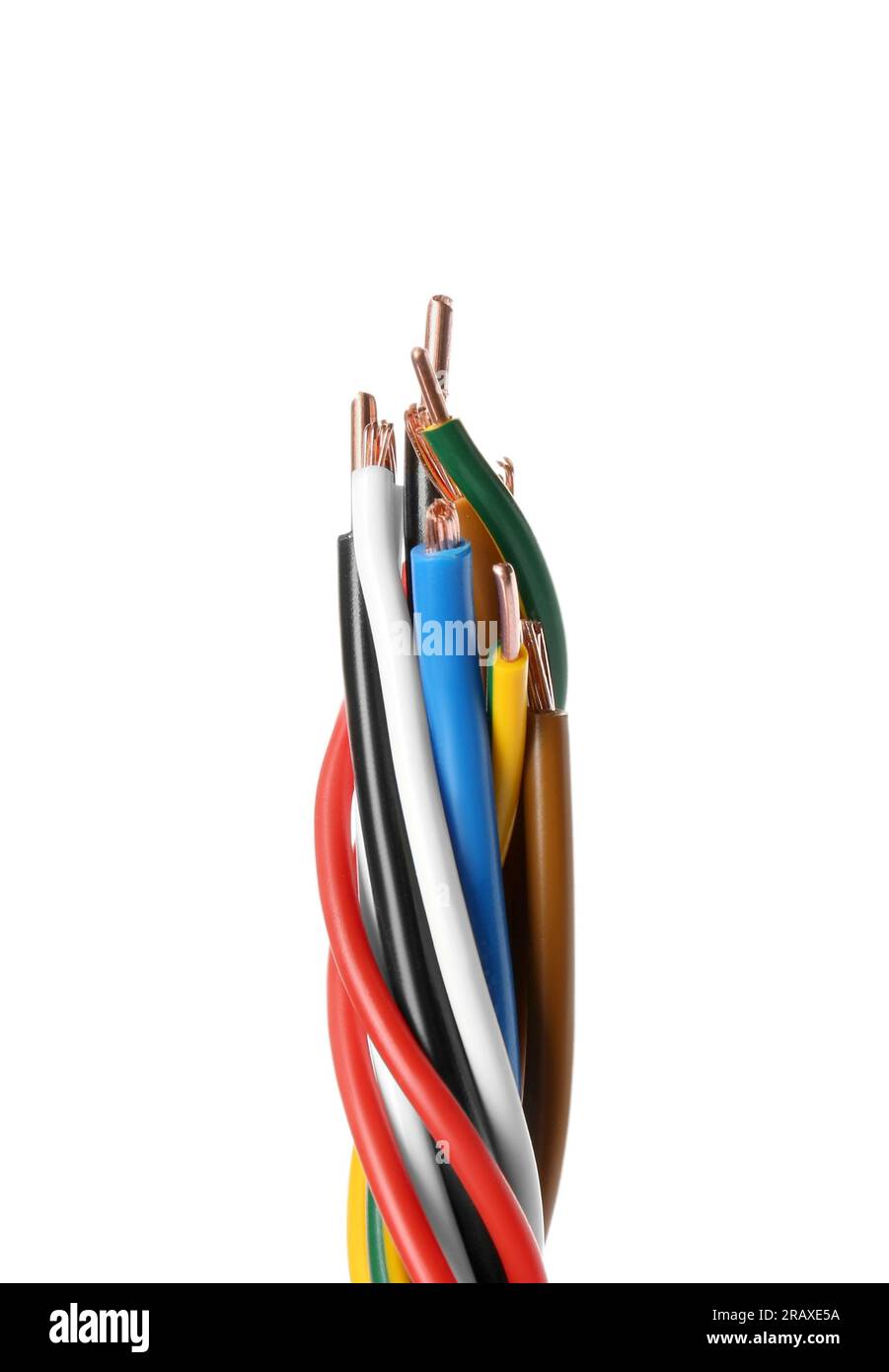 New colorful electrical wires isolated on white Stock Photo - Alamy