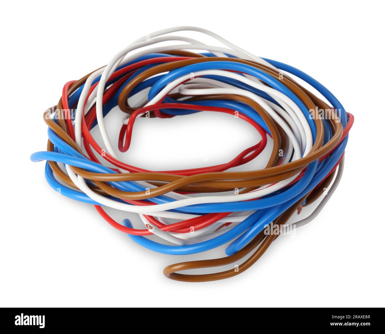 New colorful electrical wires isolated on white Stock Photo - Alamy