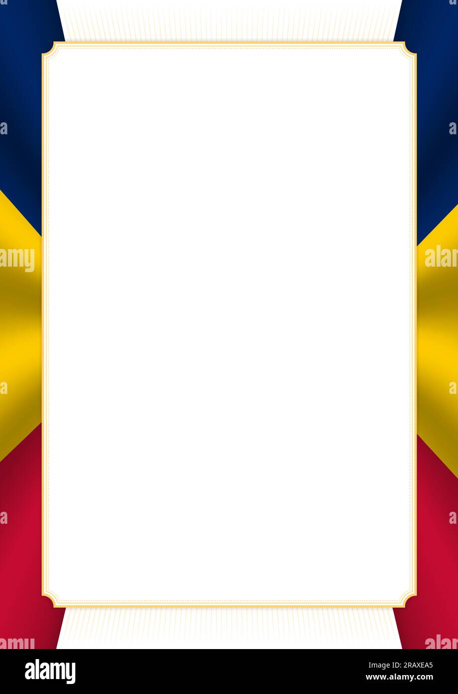 Vertical frame and border with colors of Chad flag, template elements ...